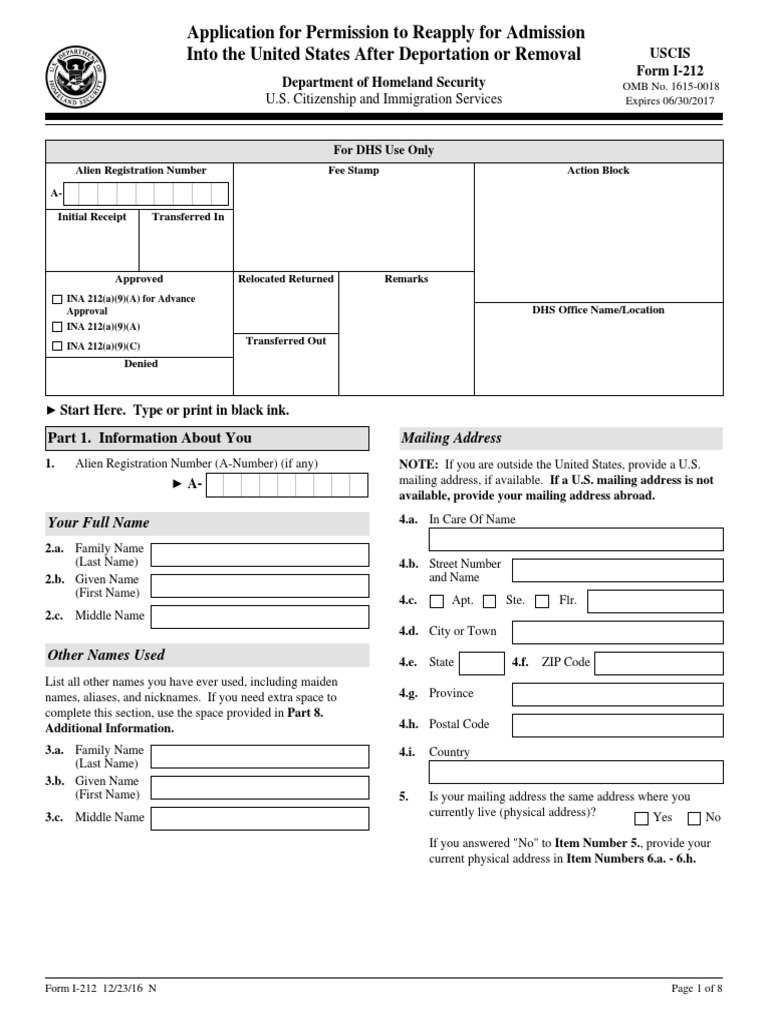 Formulario I 212 | PDF | Race And Ethnicity In The United States Census ...