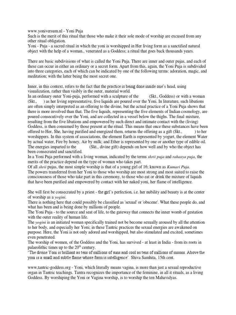 Yoni - Worship (2017 - 10 - 01 19 - 02 - 48 UTC) | PDF | Devi | Tantra