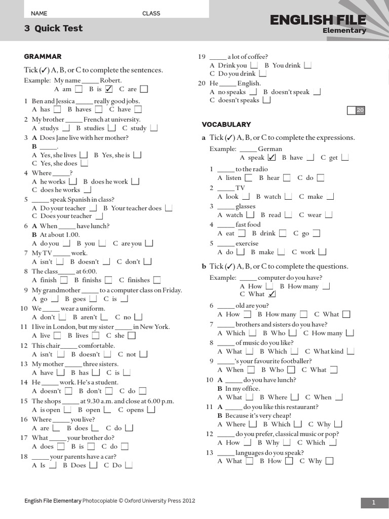 Ef3e Elem Quicktest 03 Pdf