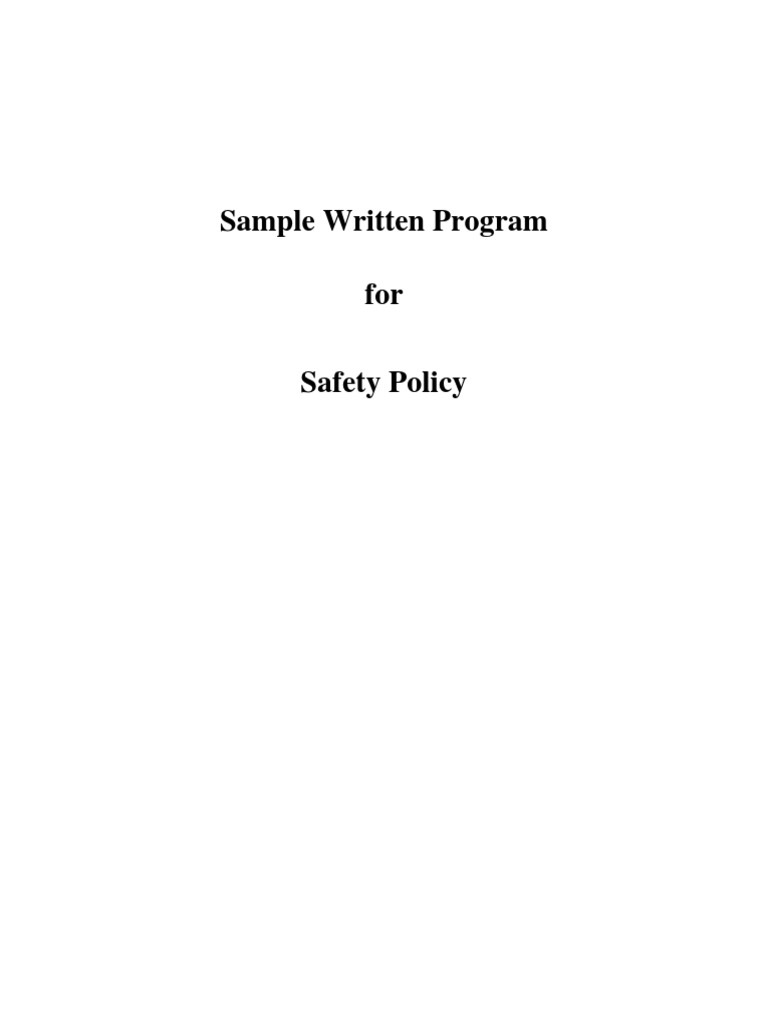 Sample - Safety Policy | PDF | Occupational Safety And Health ...
