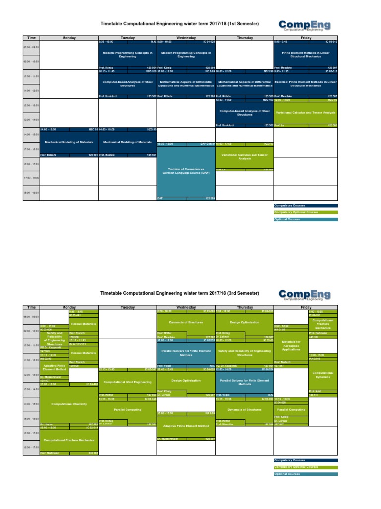 Timetable For The Summer Semester | PDF | Numerical Analysis | Analysis