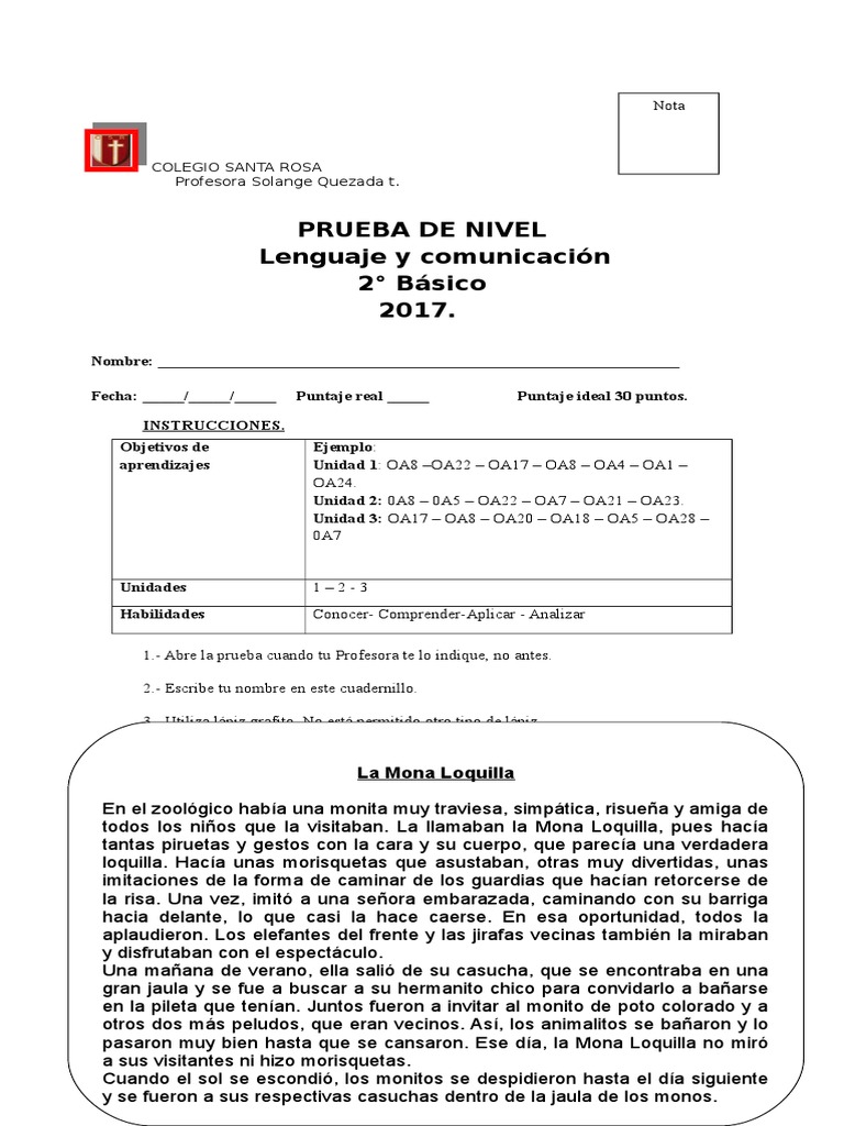 Prueba de Sustantivos para 2° Básico | PDF | Sustantivo | Sintaxis