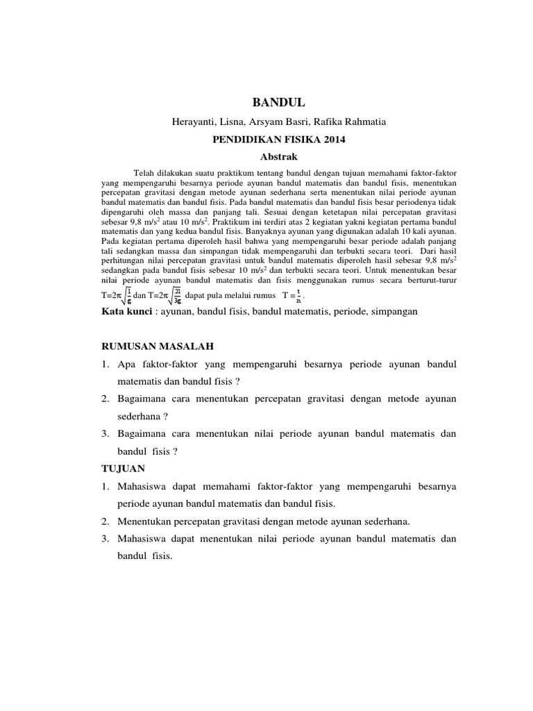 Pengaruh Panjang Tali pada Periode Bandul | PDF | Sains & Matematika