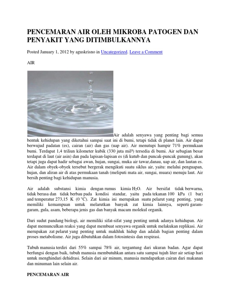 Pencemaran Air oleh Mikroba Patogen | PDF