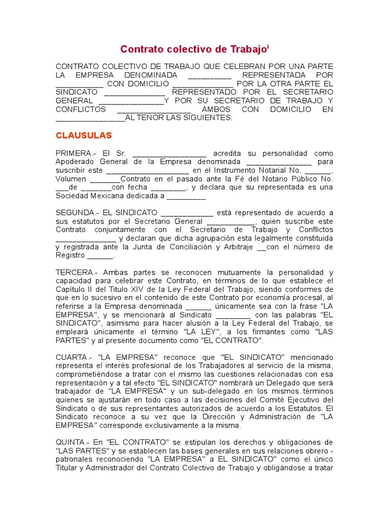 Contrato Colectivo de Trabajo | PDF | Derecho laboral | Sindicato