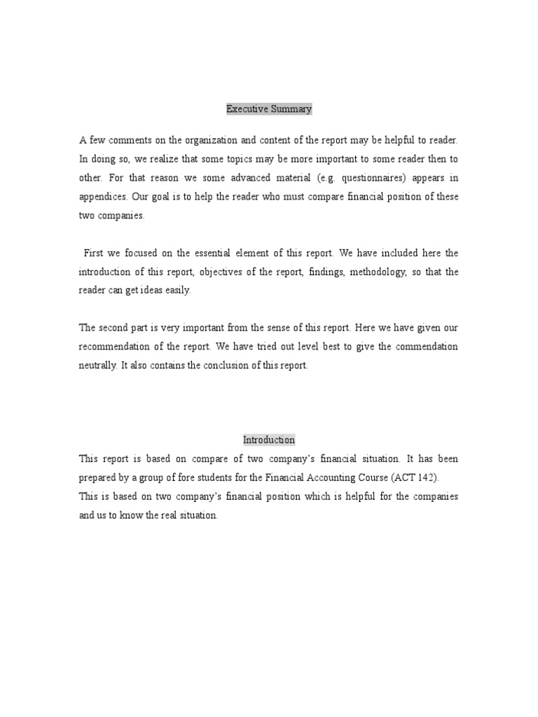 Comparative Analysis of Financial Statement of Two Companies | PDF ...