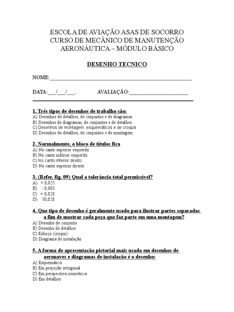 Prova de Desenho - Gabarito | PDF | Mídia artística | Desenho