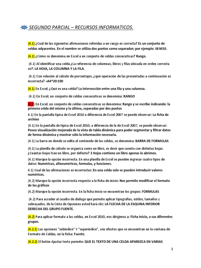2do. Parcial-Recursos Informaticos Wi | PDF | Microsoft PowerPoint | Microsoft Excel