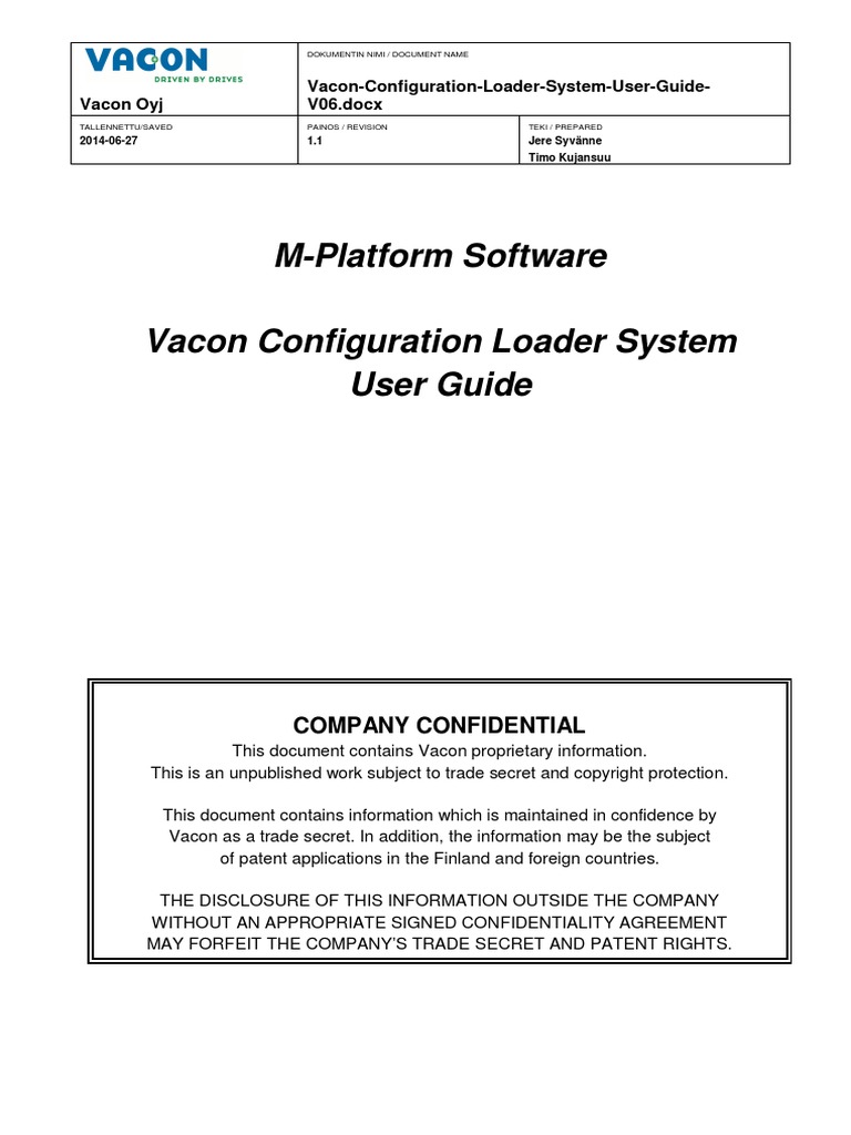 Vacon Configuration Loader System User Guide V06 PDF | PDF ...