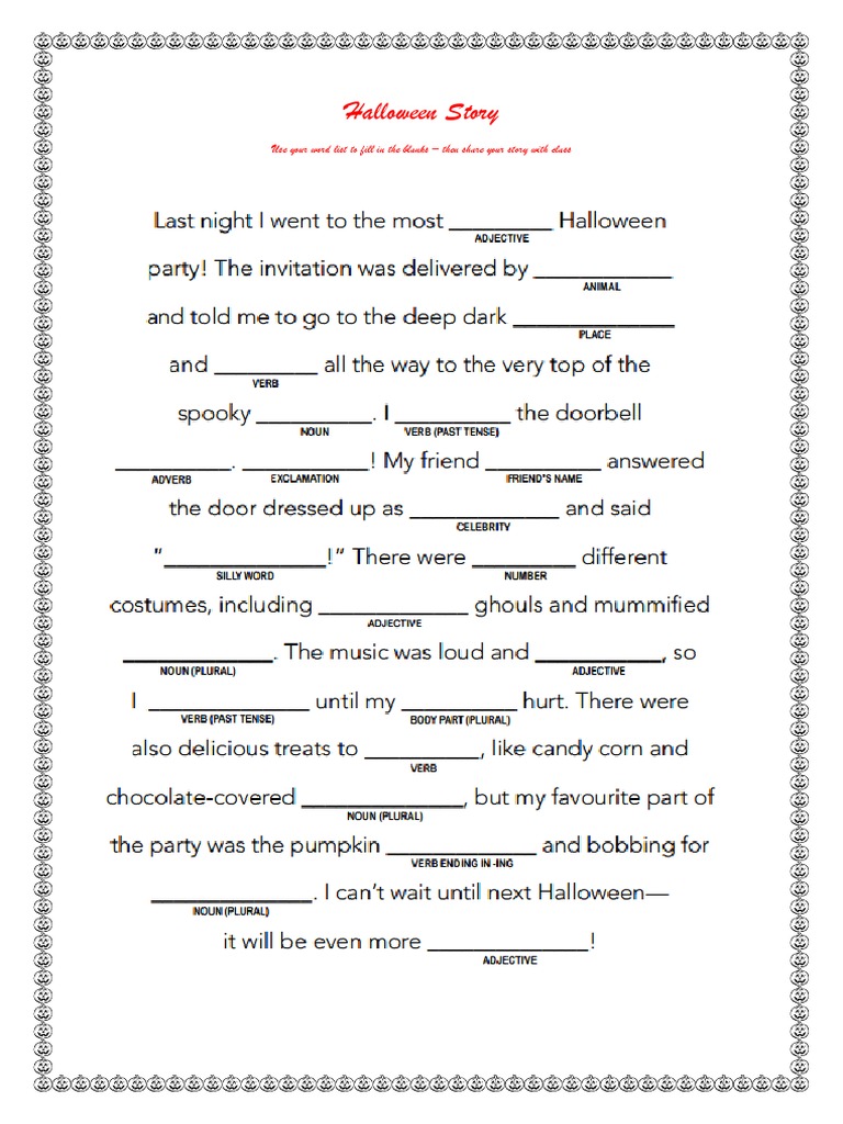 Halloween Fill-in-the-Blank Story | PDF