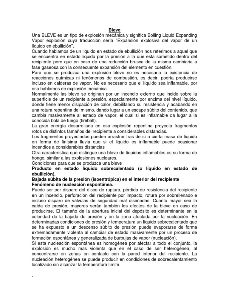 Calculo de Bleve | PDF | Líquidos | Gases