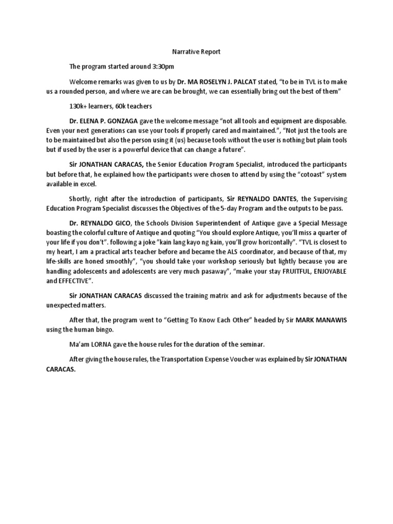 Sample Narrative Report | PDF