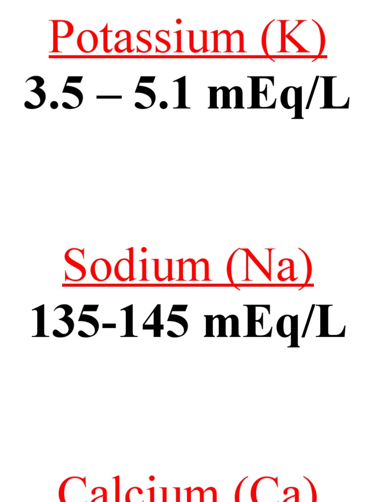 Normal Electrolyte and ABG Ranges | PDF