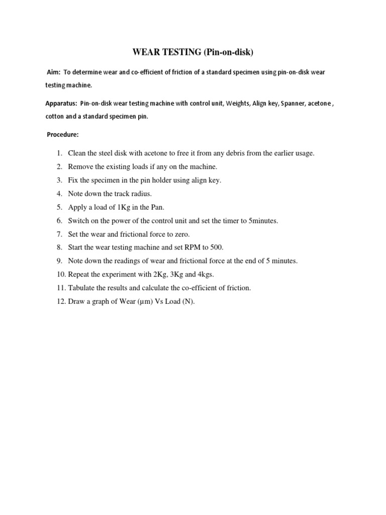 WEAR TESTING (Pin-On-Disk) | PDF