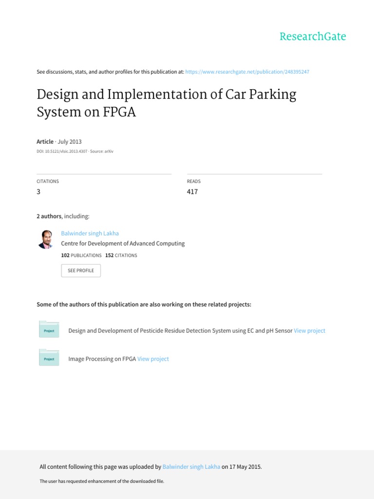 Design and Implementation of Car Parking System On | PDF | Field ...