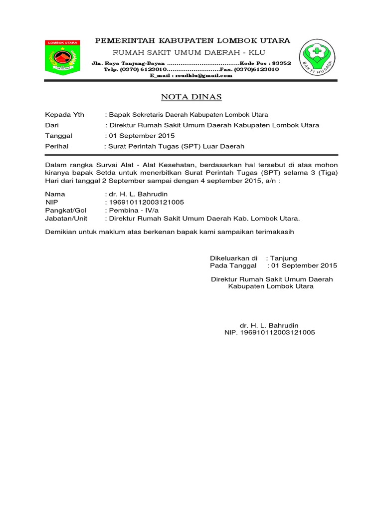 Nota Dinas Perjalanan Dinas