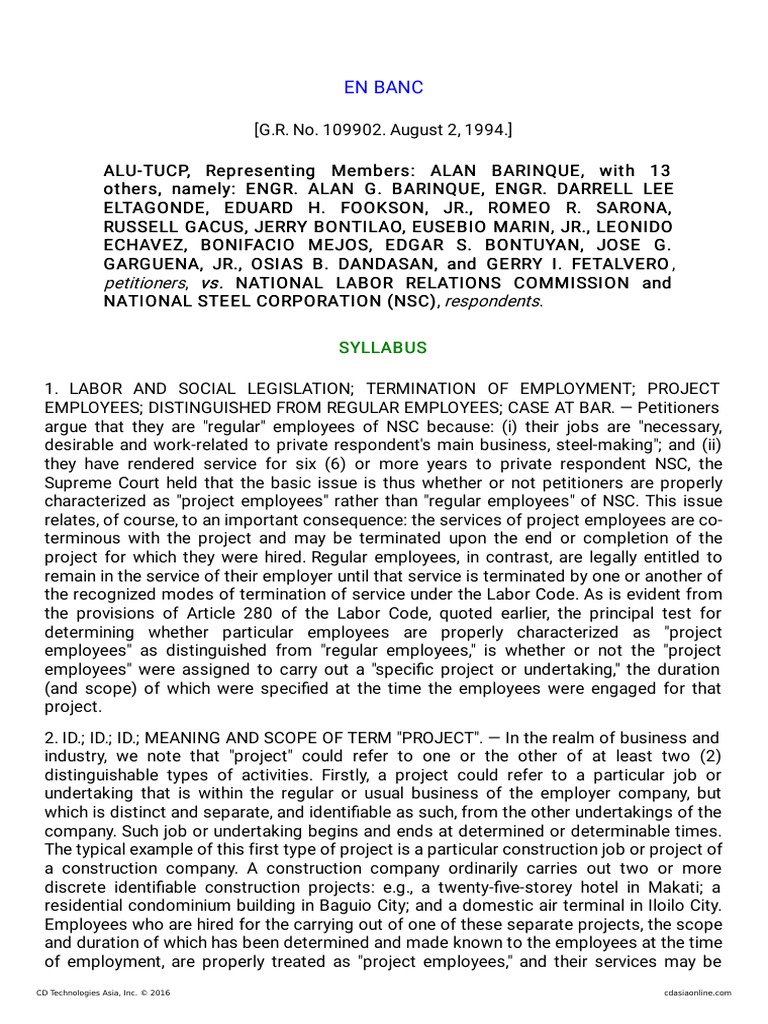 127417-1994-ALU-TUCP v. National Labor Relations | PDF | Employment ...