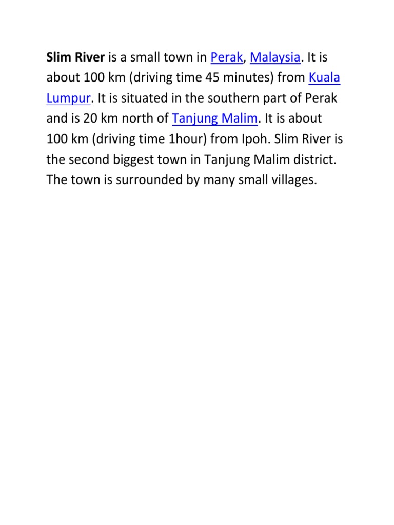 Slim River: Gateway to Tanjung Malim | PDF