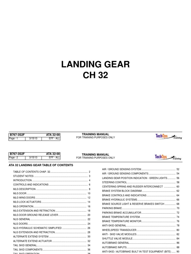 B767 Landing Gear Training Manual | PDF | Landing Gear | Valve