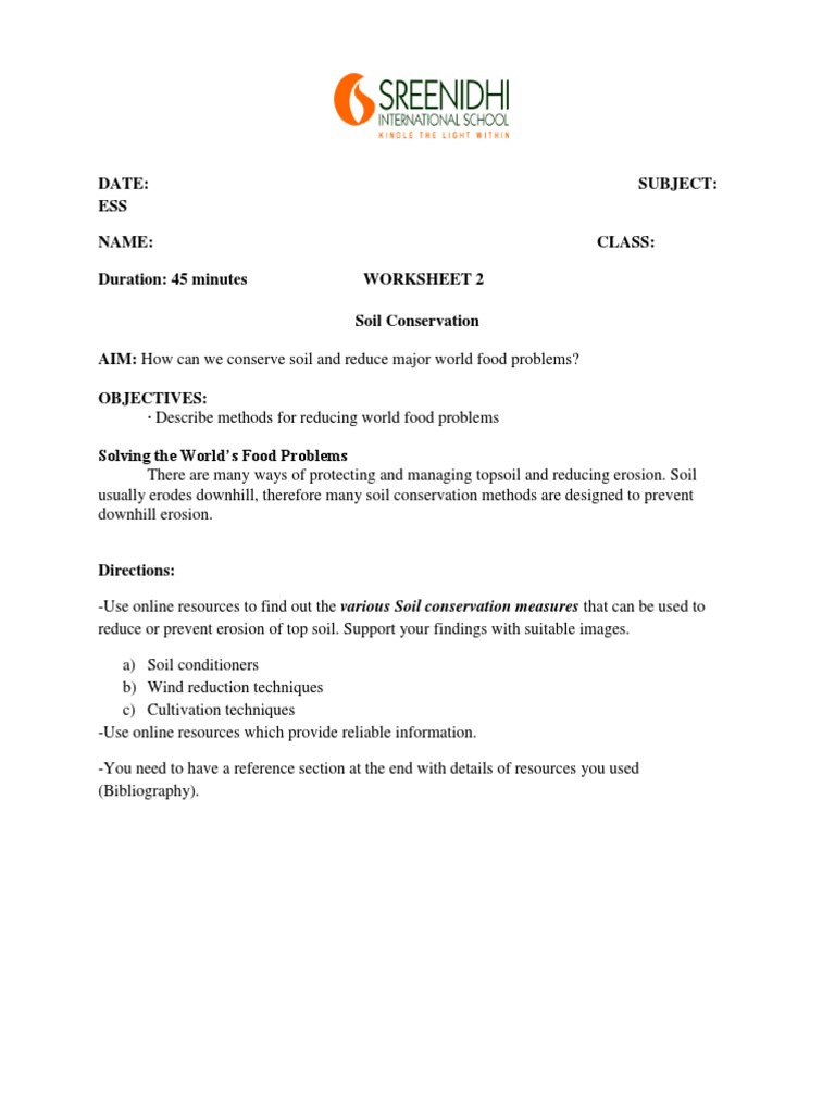 Soil Conservation Worksheet | PDF | Topsoil | Soil