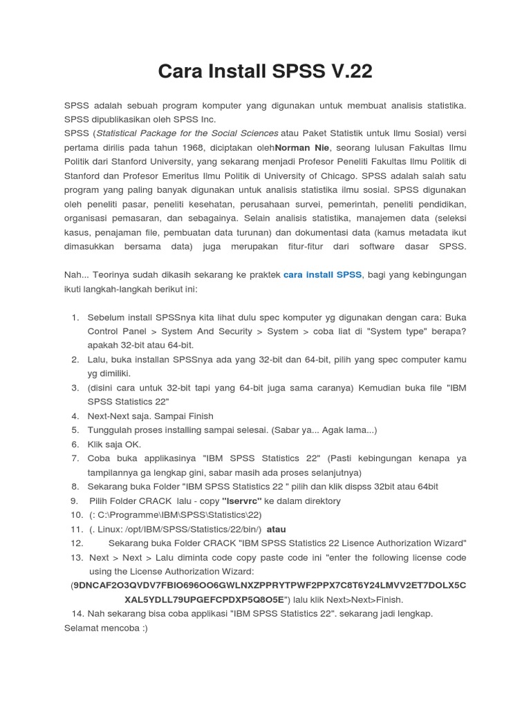 Cara Install SPSS v.22 | PDF