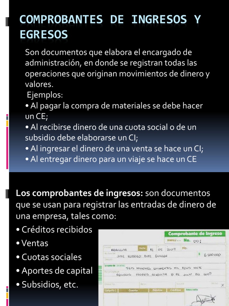 Comprobantes de Ingresos y Egresos | PDF