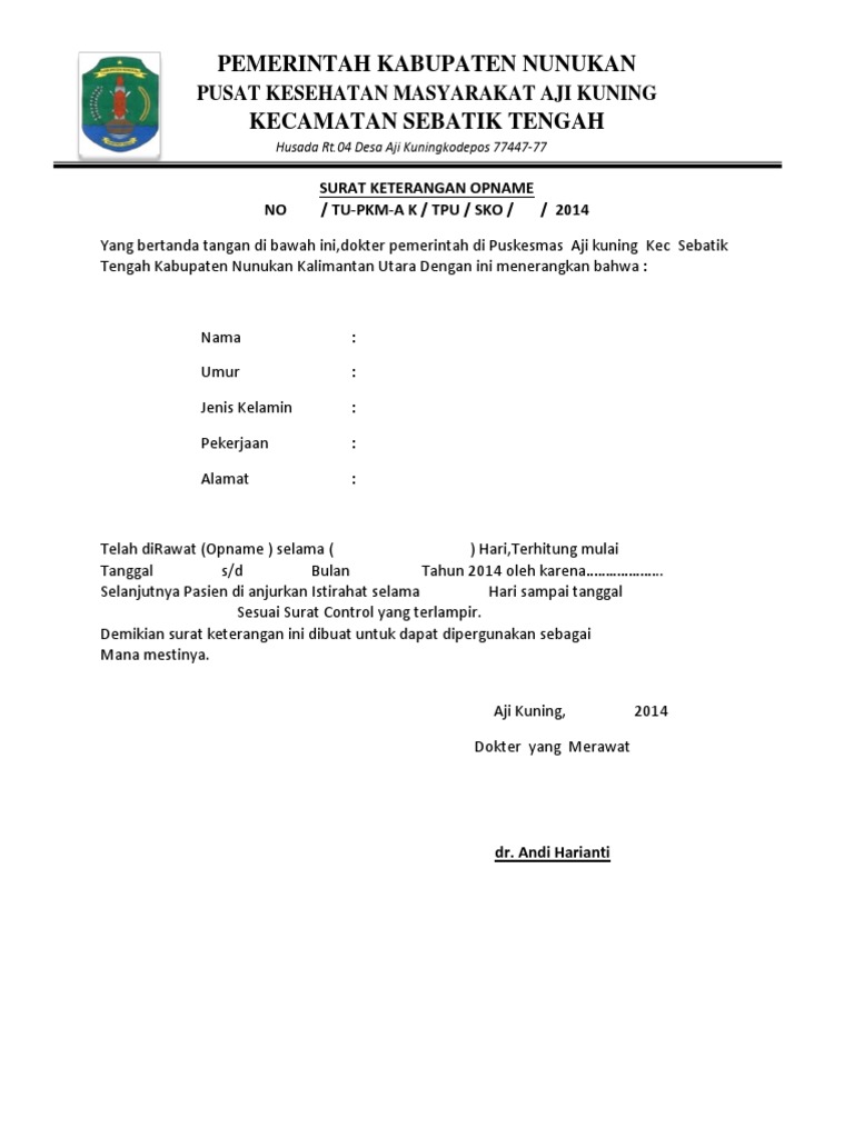 Surat Keterangan Opname | PDF