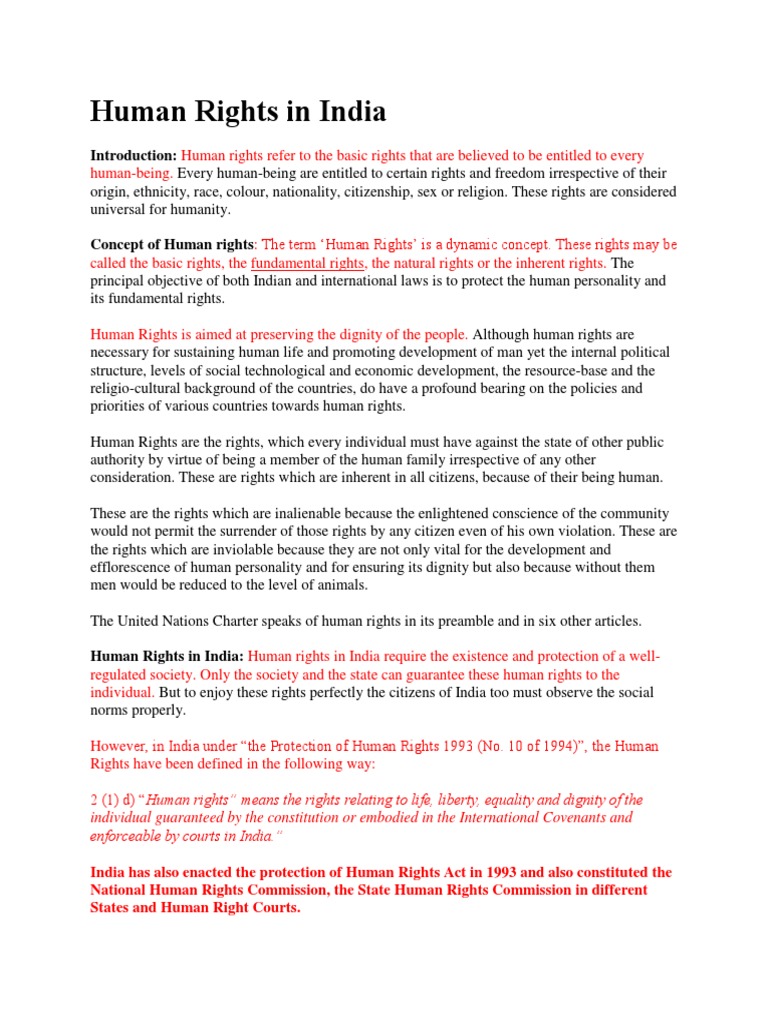 Human Rights in India | PDF | Natural And Legal Rights | Human Rights
