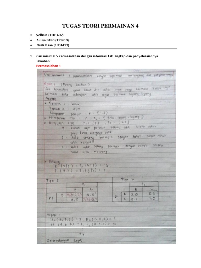 TUGAS TEORI PERMAINAN 4 - Iis, Aul, Nia | PDF