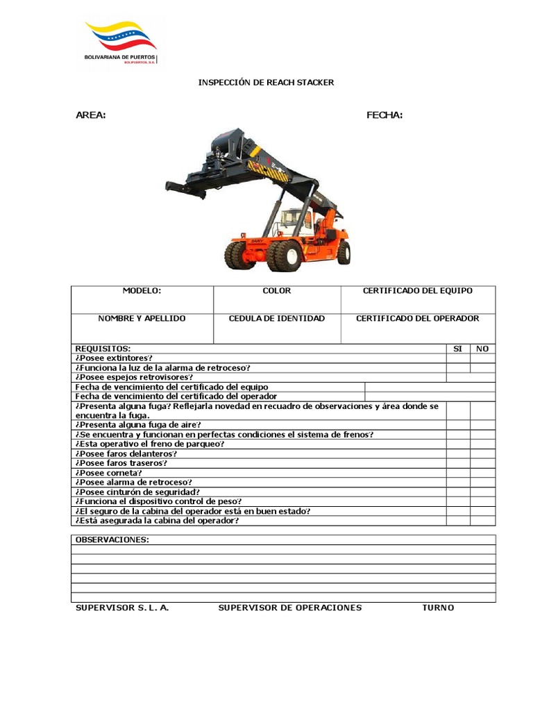 Inspeccion de Reach Stacker Patio 6 | PDF