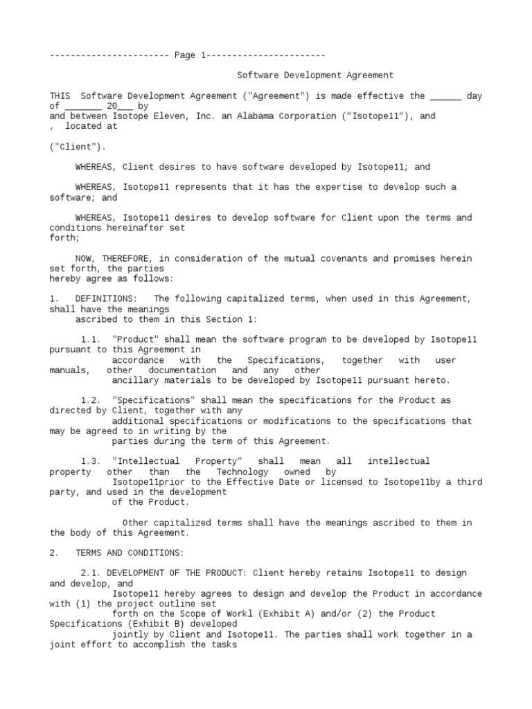 Software Development Agreement | PDF | Indemnity | Arbitration