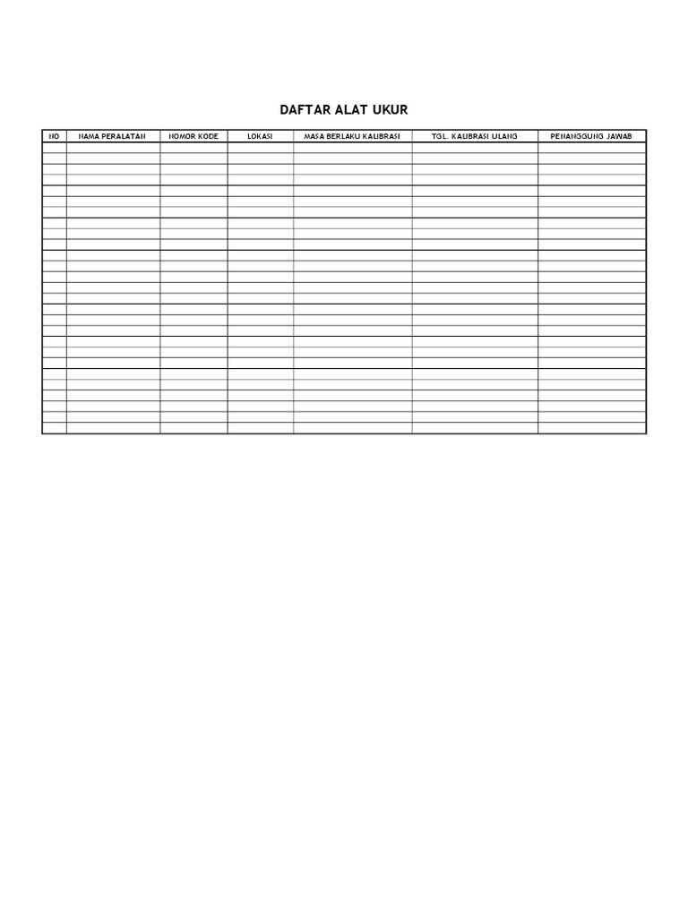 Form 09-Tu - Daftar Alat Ukur | PDF
