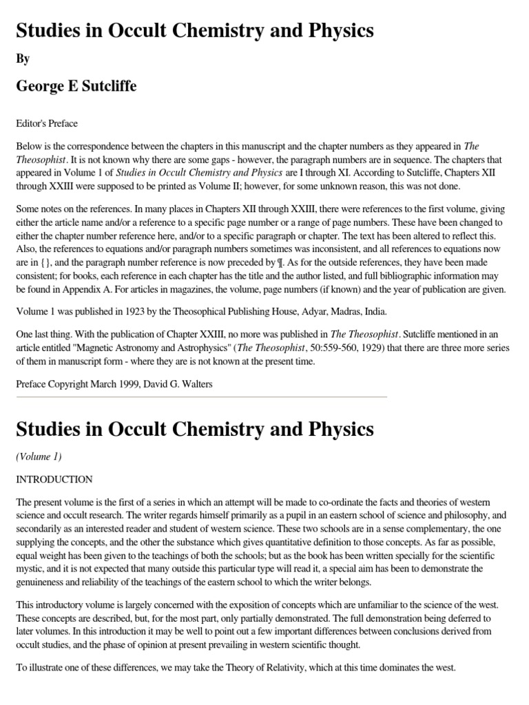 Studies in Occult Chemistry and Physics | PDF | Plane (Esotericism ...