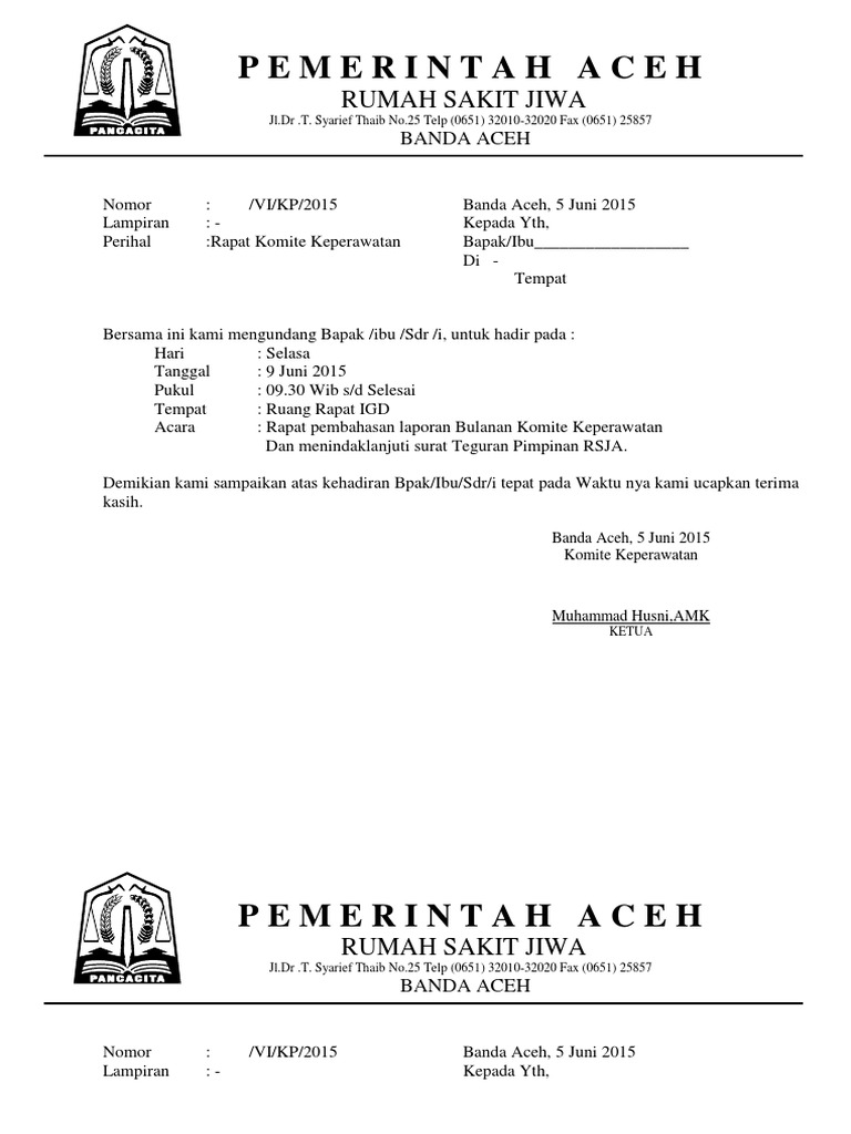 Undangan Rapat Komite | PDF