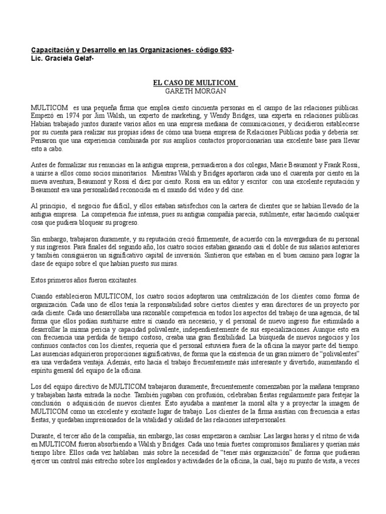 Caso Multicom | PDF | Cliente | Liderazgo