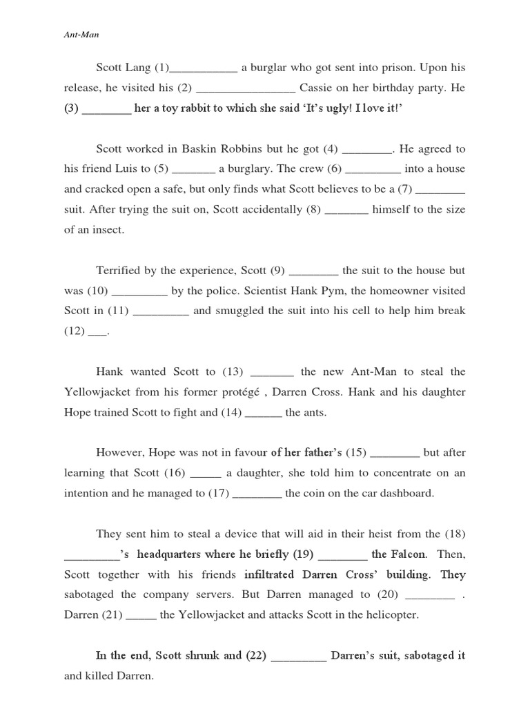 Ant Man Movie Questions | PDF