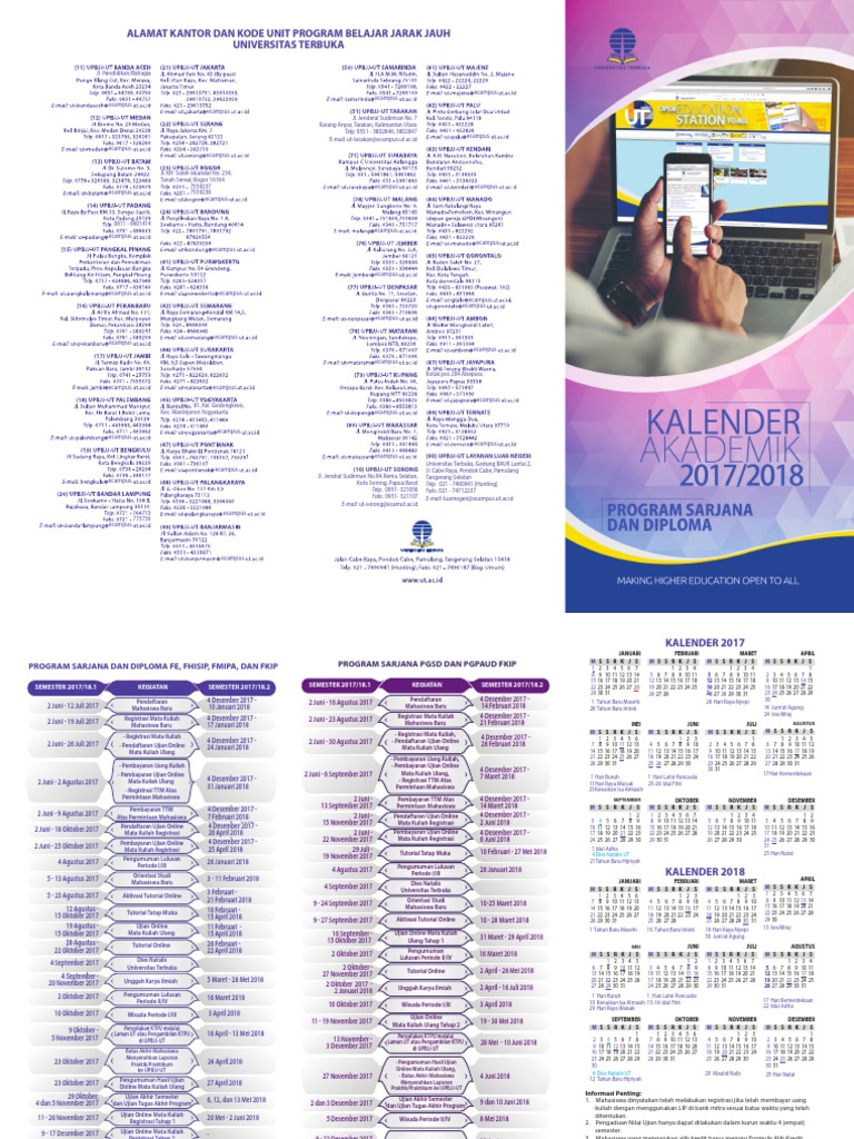 Kalender Akademik UT 2017-2018 Sarjana Dan Diploma | PDF