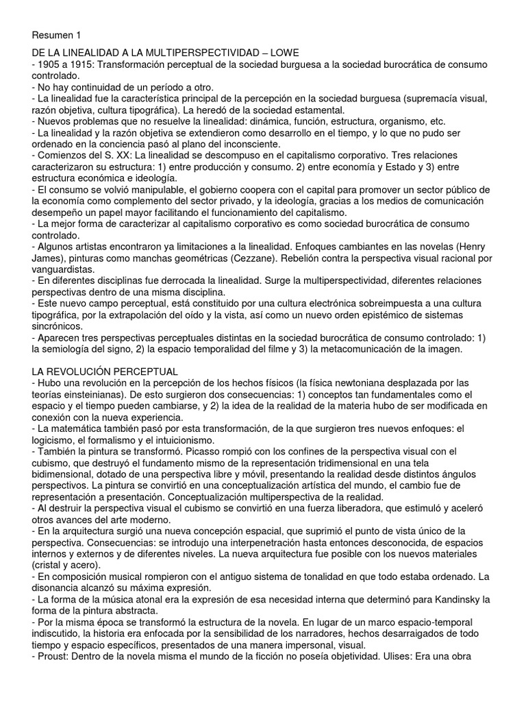 De Linealidad a Multiperspectividad en Arte | PDF | Imagen | Lingüística