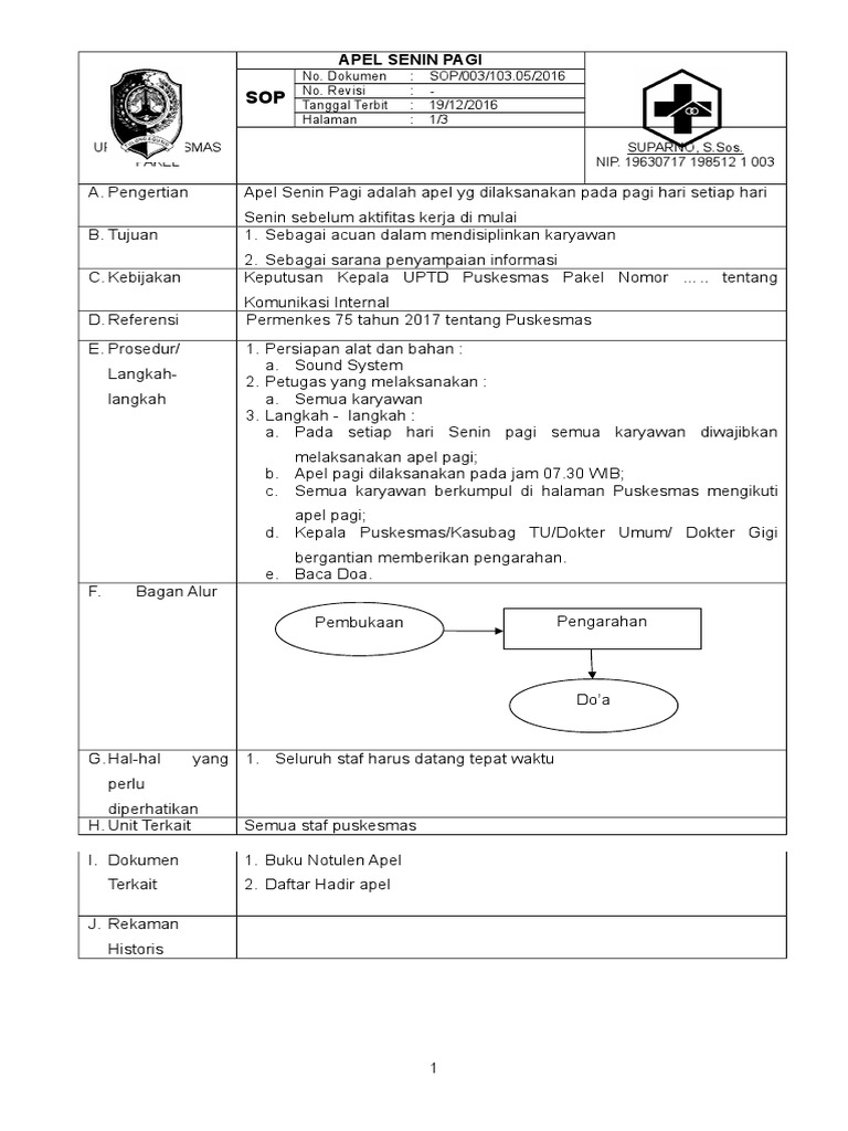 Sop Apel Senin Pagi | PDF