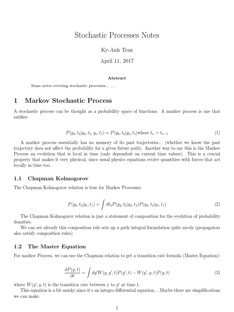 Stochastic Processes Notes | PDF | Markov Chain | Stochastic Process