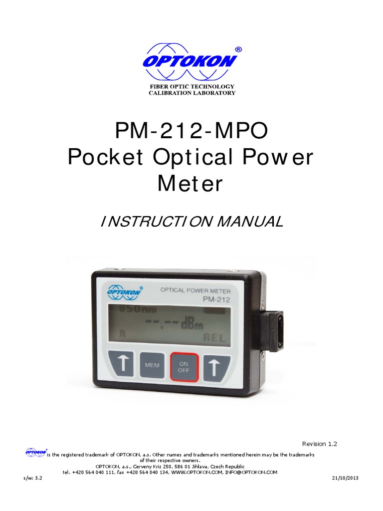 Optokon PM 212 en | PDF | Battery Charger | Optical Fiber