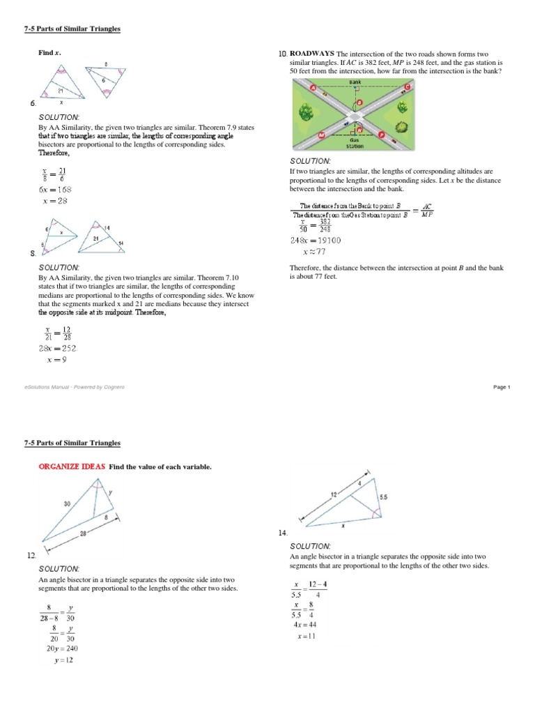 7-5 Parts of Similar Triangles | Download Free PDF | Triangle | Euclid