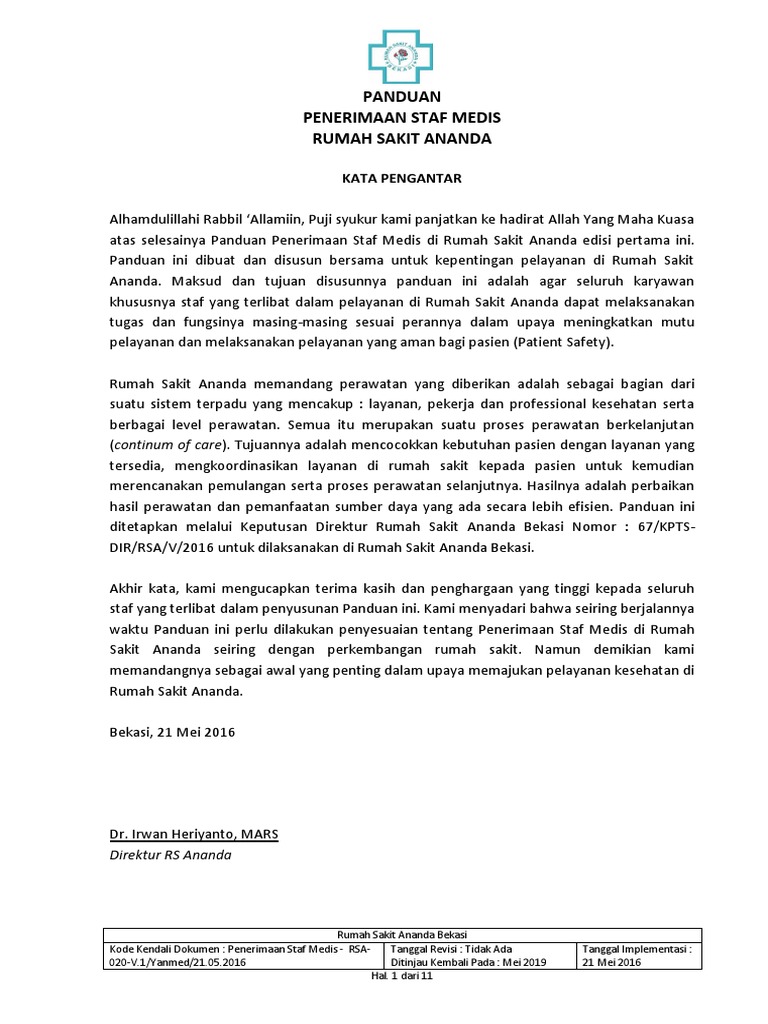 Panduan Penerimaan Staf Medis | PDF