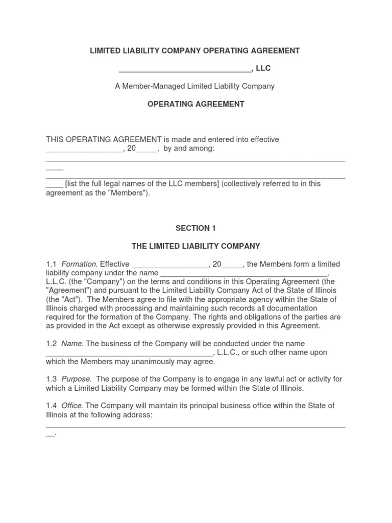Sample Operating Agreement | PDF | Limited Liability Company | Real ...