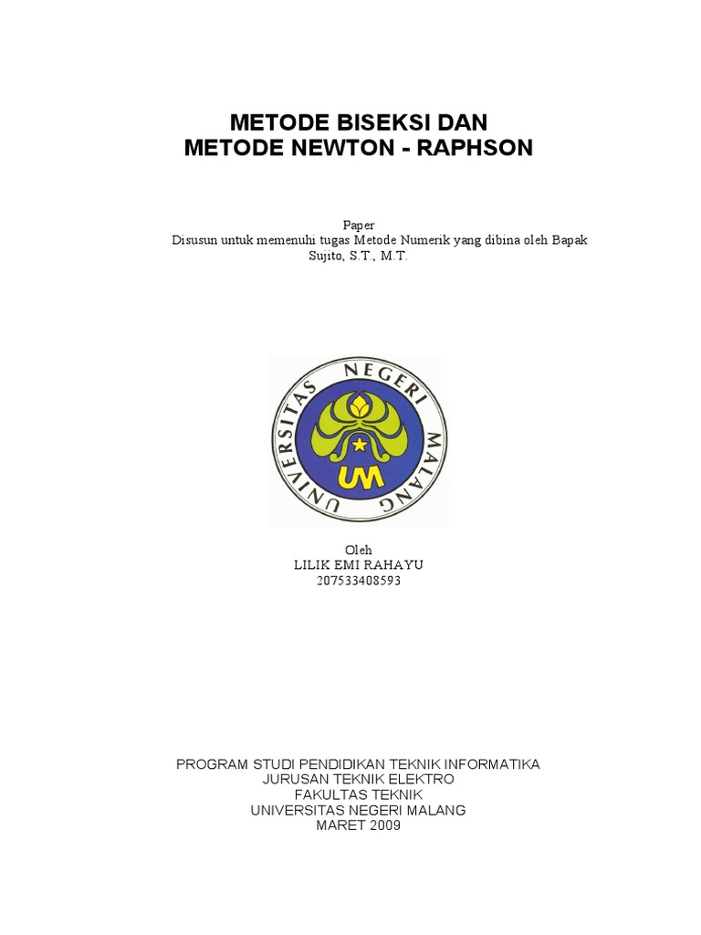 Metode Newton-Raphson & Bisection (Biseksi) | PDF