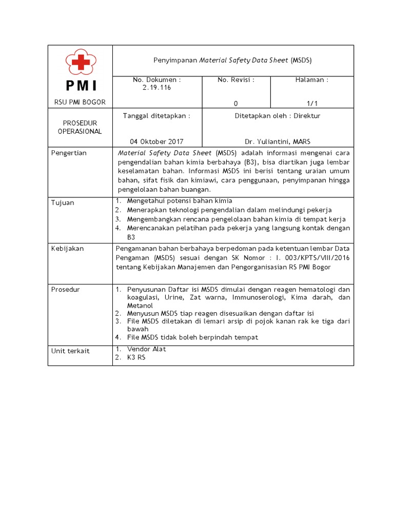 SPO Penyimpanan MSDS | PDF