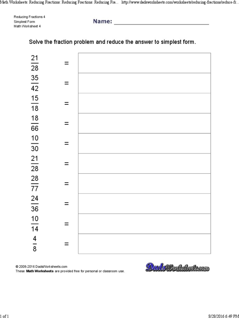 Reducing Fractions To Lowest Terms | PDF