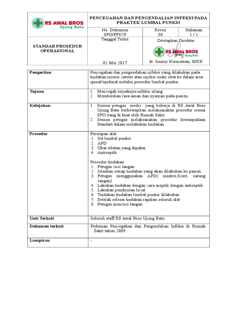 Pencegahan Infeksi Lumbal Punksi | PDF