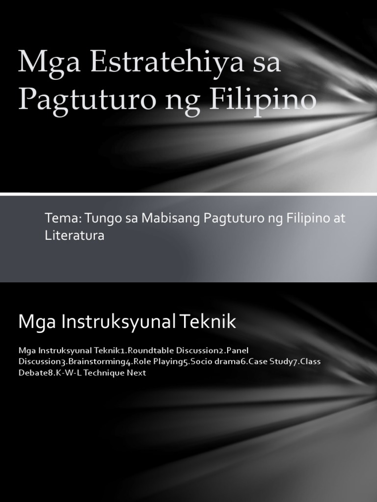Mga Estratehiya Sa Pagtuturo NG Filipino | PDF Mga Estratehiya Sa Pagtuturo NG Filipino | PDF