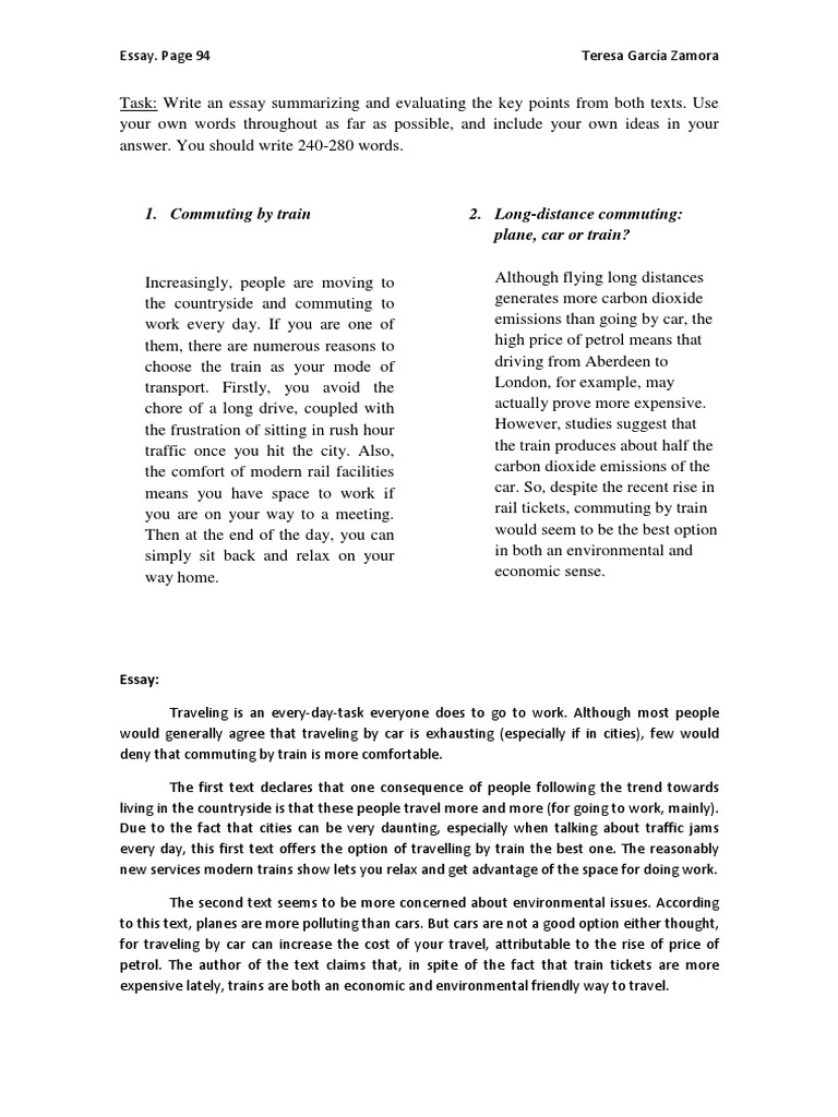 Essay C2 Cambridge | PDF | Commuting | Train
